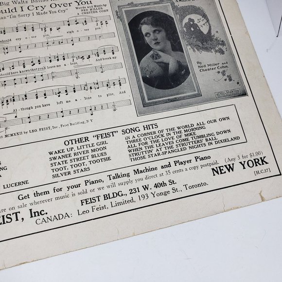 Office | 1922 Toot Toot Tootsie Goo Bye Sheet Music Al Jolson Big Hit ...